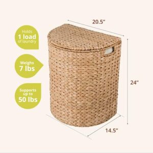 Kouboo Sea Grass Half Moon Basket with Removable Liner, Natural Color Laundry Hamper, One Size, Brown - 1030097