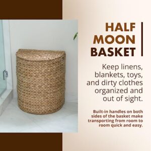 Kouboo Sea Grass Half Moon Basket with Removable Liner, Natural Color Laundry Hamper, One Size, Brown - 1030097