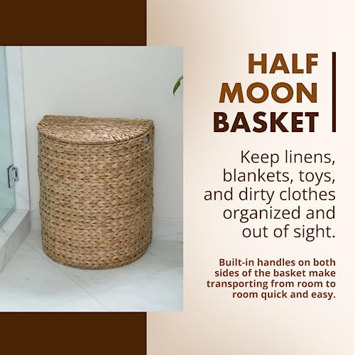 Kouboo Sea Grass Half Moon Basket with Removable Liner, Natural Color Laundry Hamper, One Size, Brown - 1030097