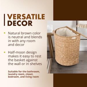 Kouboo Sea Grass Half Moon Basket with Removable Liner, Natural Color Laundry Hamper, One Size, Brown - 1030097