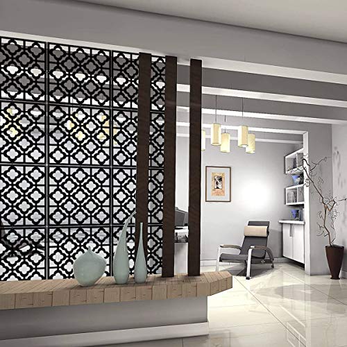 KERNORV Hanging Room Divider Decorative Screen Panels Made of PVC Room Divider Panels for Living Room Bedroom Office Restaurant (Black, 12 PCS)