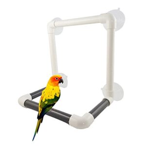 Hypeety Bird Portable Suction Cup Parrot Shower Perch Window Standing Platform Shower Bath Toy for Bird Parrot Macaw Cockatoo African Greys Budgies Parakeet Cockatiel