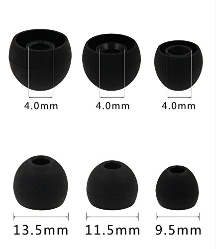 ALXCD Eartips for Sony in-Ear Headphone, (S/M/L) 6 Pair Silicone Replacement Ear Tips Cushion, Fit for Sony MDR XBA Series in-Ear Headset MDR-XB50AP XBA-H1 etc.[6 Pair/Black]