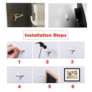 EuTengHao 43Pcs Invisible Nail Screws Wall Hooks No Trace Picture Hangers Traceless Photo Hook Hardwall Drywall Picture Hooks Multi Function Heavy Duty Picture Art Painting Frame Hanger (35Lbs,6Types)