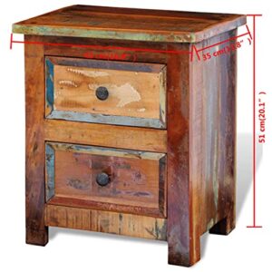 vidaXL Nightstand w/ 2 Drawers Solid Reclaimed Wood Side End Storage Stand