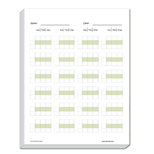 Channie’s Triple Digit Math Line-Up Pad for 3 Digit Addition Subtraction 250 Pages Counted Front & Back, 125 Sheets, Grades 2nd & 3rd, Size 8.5” x 11”