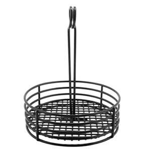 G.E.T. 4-31855 Black Round Stainless Steel Condiment Caddy Iron Polyethylene Coated Table Caddies Collection