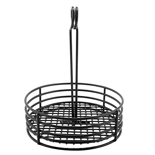 G.E.T. 4-31855 Black Round Stainless Steel Condiment Caddy Iron Polyethylene Coated Table Caddies Collection