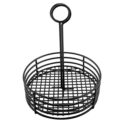 G.E.T. 4-31855 Black Round Stainless Steel Condiment Caddy Iron Polyethylene Coated Table Caddies Collection