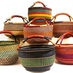 Medium Bolga African Bolga Ghana Basket Fair Trade Ghana Baskets toys Egg baskets - Medium: 11 "-13") (COLORS VARY) 1 EACH