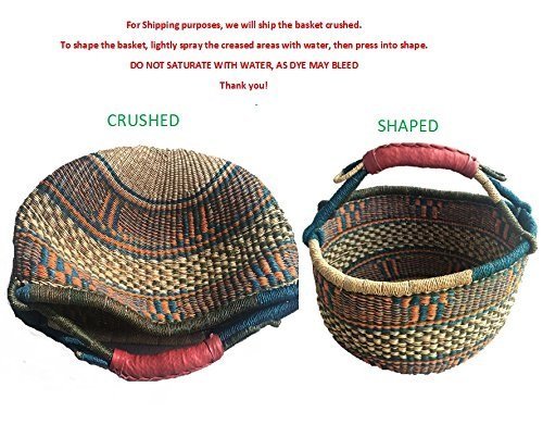 Medium Bolga African Bolga Ghana Basket Fair Trade Ghana Baskets toys Egg baskets - Medium: 11 "-13") (COLORS VARY) 1 EACH