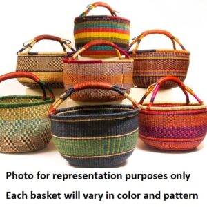 Medium Bolga African Bolga Ghana Basket Fair Trade Ghana Baskets toys Egg baskets - Medium: 11 "-13") (COLORS VARY) 1 EACH