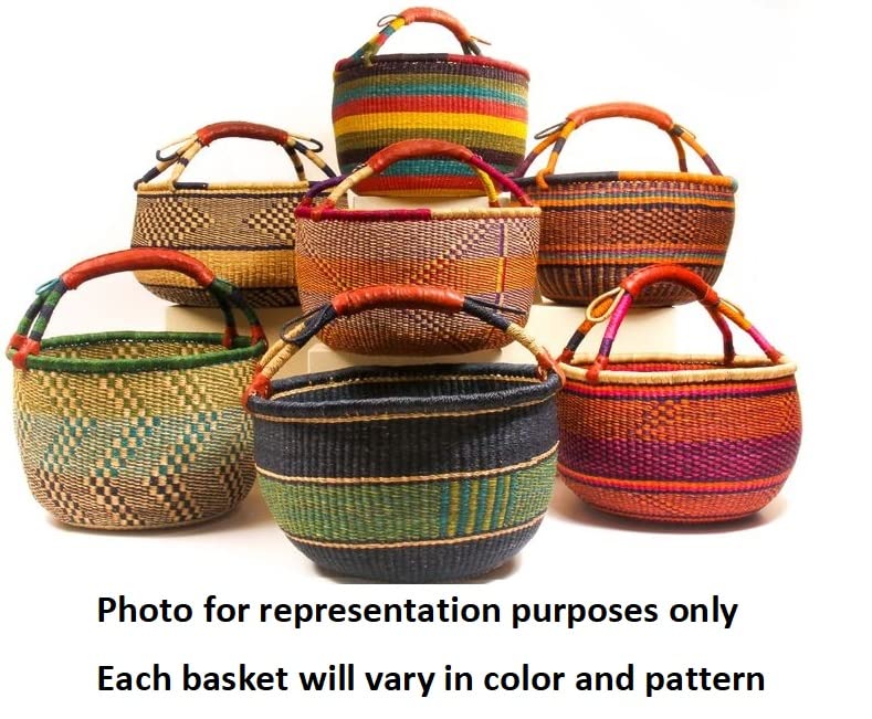 Medium Bolga African Bolga Ghana Basket Fair Trade Ghana Baskets toys Egg baskets - Medium: 11 "-13") (COLORS VARY) 1 EACH