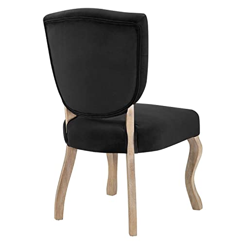 Modway Array French Vintage Tufted Performance Velvet Weathered Wood Dining Chair in Black