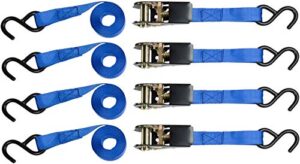 rps outdoors tow-333 blue 1" x 10' ratchet tie down straps (900 lb break strength), 4-pack