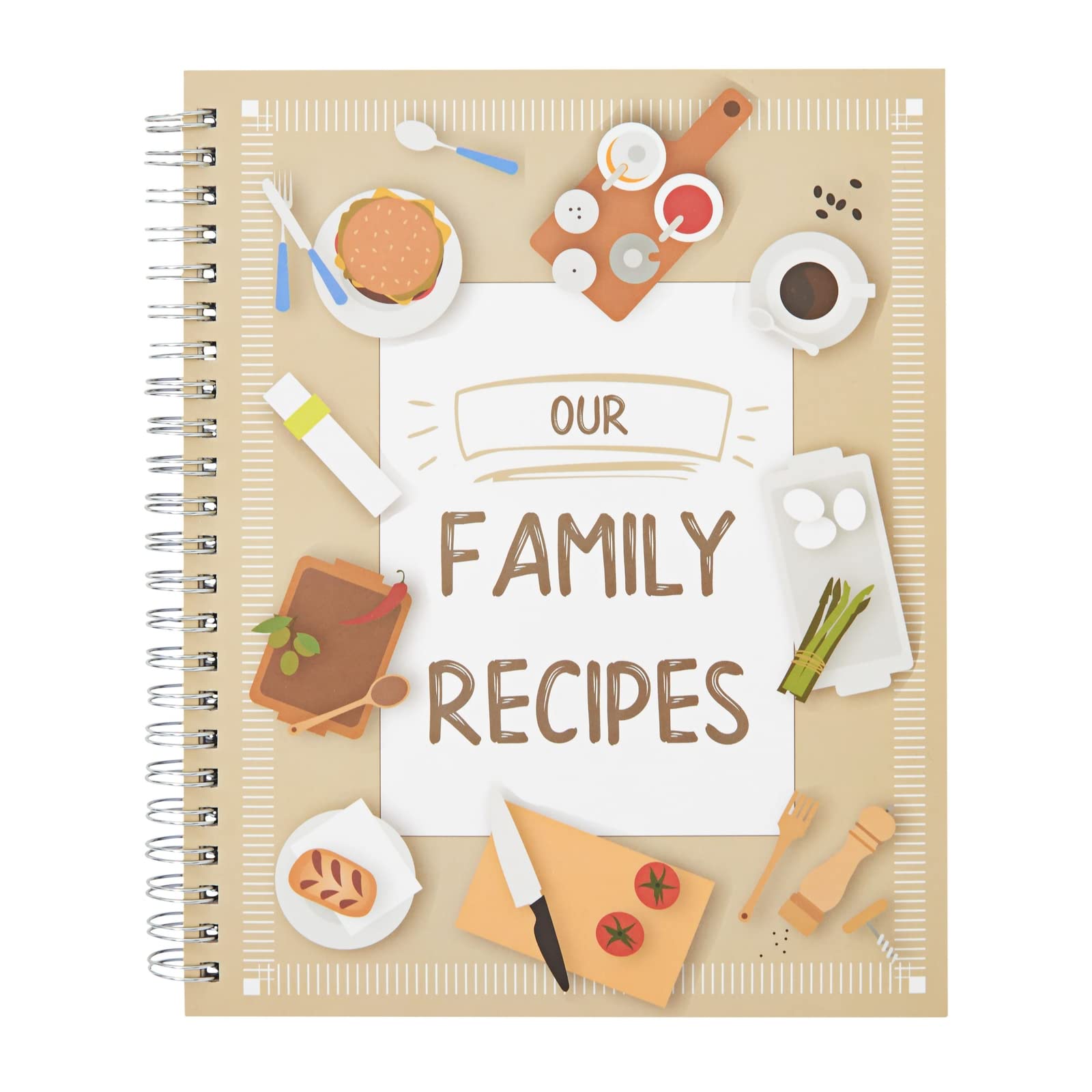 Family Recipe Book To Write In, Spiral Bound DIY Make Your Own Cookbook with 90 Pages (Blank Inside, 6.5 x 8.2 In)