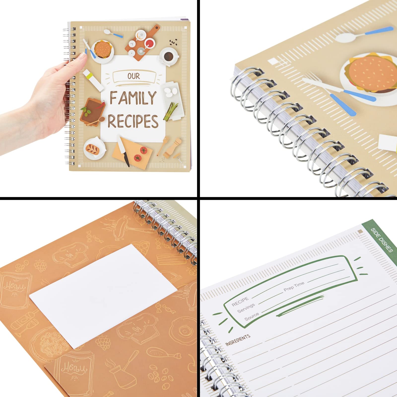 Family Recipe Book To Write In, Spiral Bound DIY Make Your Own Cookbook with 90 Pages (Blank Inside, 6.5 x 8.2 In)