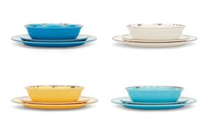 fox run melamine dinnerware set, 12-pieces, multicolor