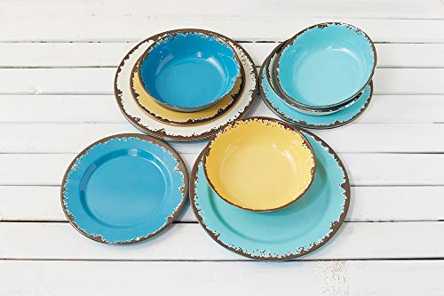 Fox Run Melamine Dinnerware Set, 12-Pieces, Multicolor