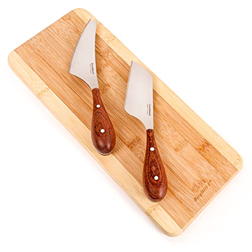 Berghoff Aaron Probyn Stainless Steel Blade 2Pc Provence Hard Cheese Knife 8.25", Soft Cheese Knife 9", Ergonomic Wood Handle, Forged, Sharp, Well Balanced