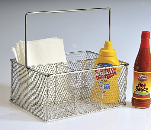 G.E.T. Enterprises WB-700 9.375" x 6.875, 4.5" Deep Mesh Wire Basket Caddy, Iron Chrome Plated, Chrome Silver