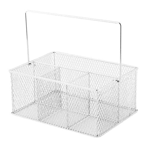 G.E.T. Enterprises WB-700 9.375" x 6.875, 4.5" Deep Mesh Wire Basket Caddy, Iron Chrome Plated, Chrome Silver