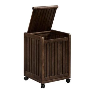 NewRidge Home Goods NewRidge Home Solid Wood Abingdon Mobile (Rolling) Laundry Hamper with Lid, Multiple Colors, One Size, ESPRESSO