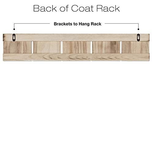 Rustic Wall Mounted Coat Rack with 5 double hanging hooks. Overall Size is 30.5"x6". Use as coat rack, hat organizer, key holder. Perfect for Entryway, Mudroom, Kitchen, Bathroom, Hallway, Foyer