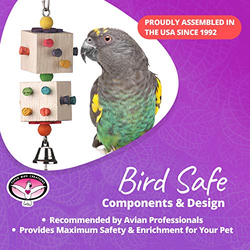 Super Bird Creations SB1103 Parrot-Dice Bird Toy, Medium Bird Size, 9" x 2.5" x 2.5"