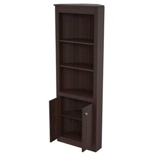 Inval Two Door Corner Bookshelf, Espresso