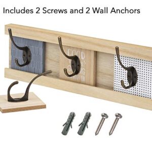 10 Street Home Wall Mount Coat Rack with 4 Adjustable Hooks - Wood and Multi-Color Modern Rustic Style for Entryways, Closets, and Bathrooms