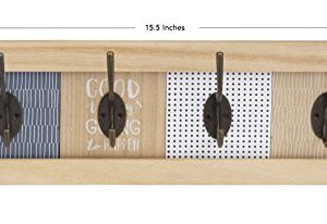 10 Street Home Wall Mount Coat Rack with 4 Adjustable Hooks - Wood and Multi-Color Modern Rustic Style for Entryways, Closets, and Bathrooms