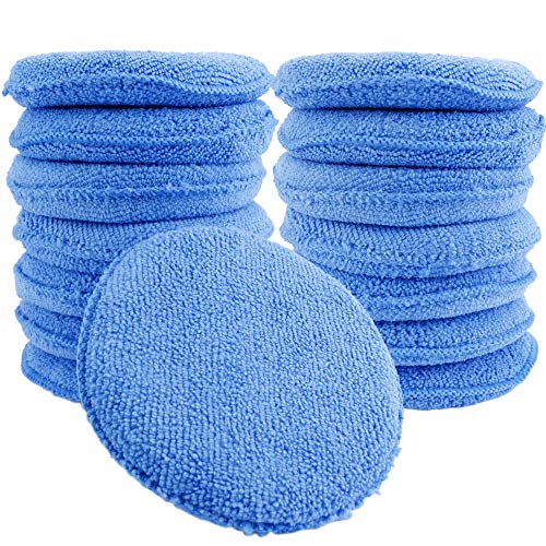 Wax Applicator Pads,Augshy 15 Pcs 4.72" Microfiber Applicator Pads Polishing Pad Buffing Pads (Blue)