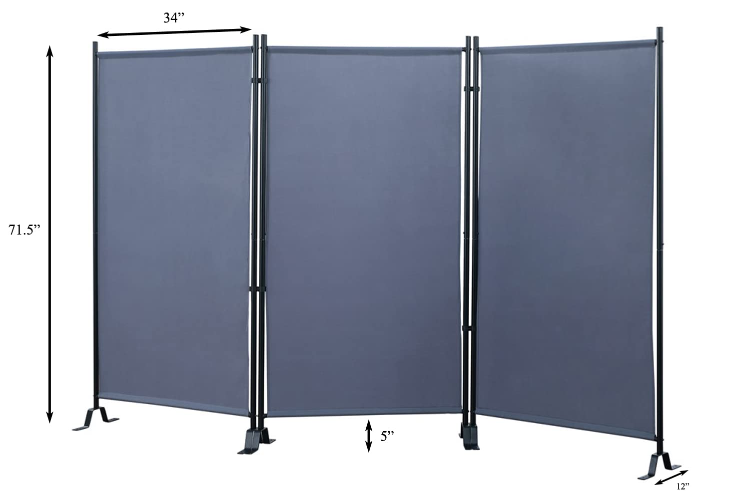 Proman Products Galaxy Outdoor/Indoor Room Divider (3-Panel), 102" W X 16" D x 71" H, Gray