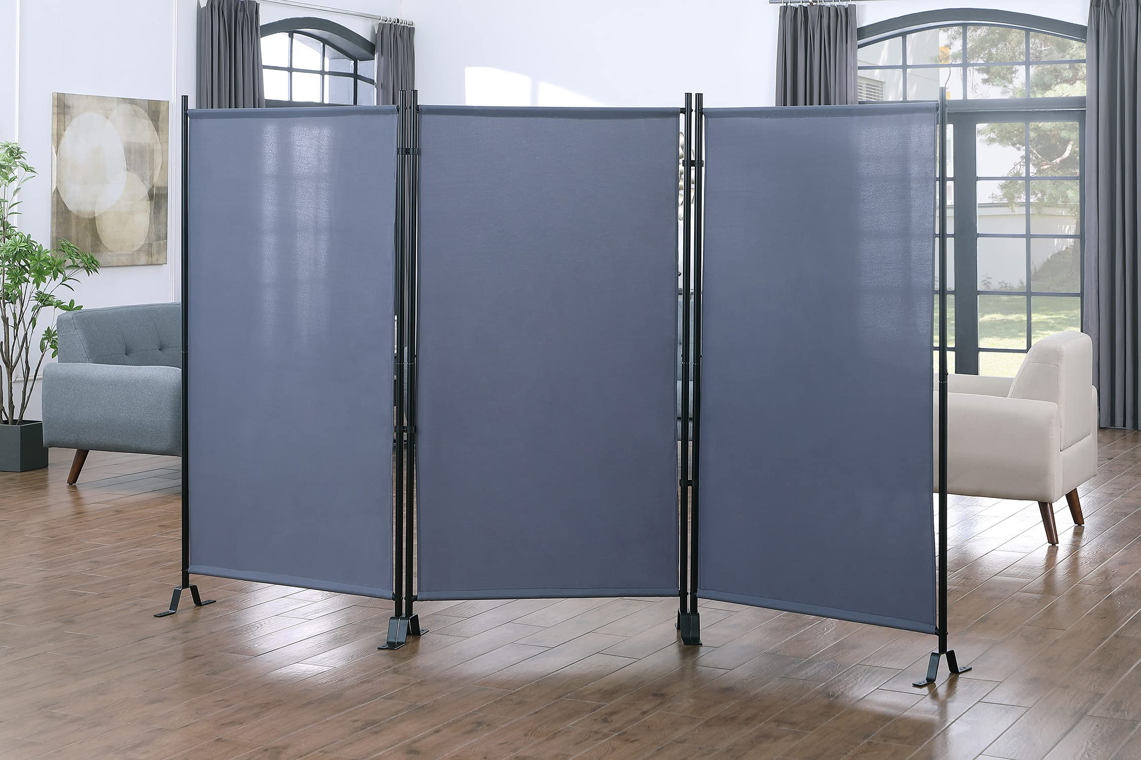 Proman Products Galaxy Outdoor/Indoor Room Divider (3-Panel), 102" W X 16" D x 71" H, Gray