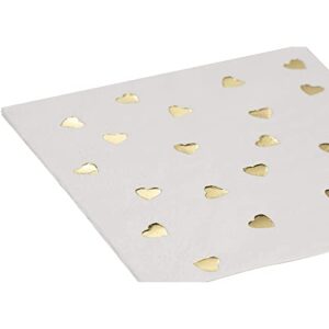 Valentine's Paper Napkins for Party Supplies (White, Gold Foil, 5 In, 50 Pack)