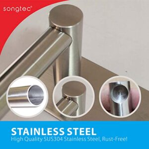 Songtec Bathroom Towel Bar 16-inch, No Drill Stick On Towel Rack, Easy Install with Self-Adhesive, Premium SUS304 Stainless Steel - Brushed Nickle