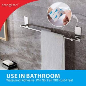 Songtec Bathroom Towel Bar 16-inch, No Drill Stick On Towel Rack, Easy Install with Self-Adhesive, Premium SUS304 Stainless Steel - Brushed Nickle