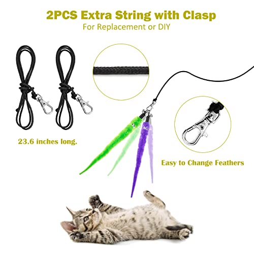 MeoHui Cat Toys for Indoor Cats, Interactive Cat Toy 2PCS Retractable Cat Wand Toy and 9PCS Cat Feather Toys Refills, Funny Kitten Toys Cat Fishing Pole Toy for Bored Indoor Cats Chase and Exercise