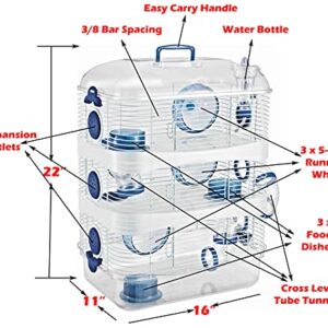 3-Solid Floor Levels Habitat Hamster Home House Rodent Gerbil Mouse Mice Expandable and Customizable Cage