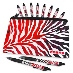 zebra z-grip smooth - limited edition funky flame design - pack of 10 black ink pens with matching pencil case