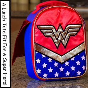 AI ACCESSORY INNOVATIONS DC Wonder Woman Lunch Box Soft Kit Insulated Cooler Bag With Cape