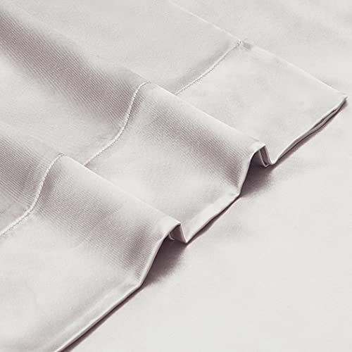 Satin Radiance Soft Satin Silk Sheets Solid Color Deep Pocket Twin Size Satin Bed Sheet Set Cooling And Soft Fitted Satin Bedding + Satin Pillowcase(s) Durable, Breathable, Silver, Grey, 3-piece