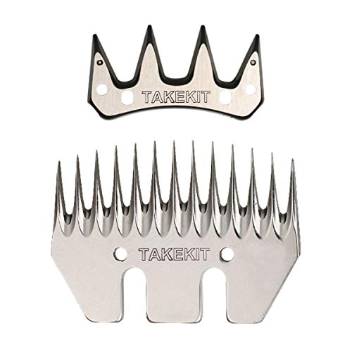 TAKEKIT Sheep Shears Wool Clippers Universal Replacement Blades, Shearing Comb and Cutter Blade Set, Stainless Steel Straight 13-Teeth