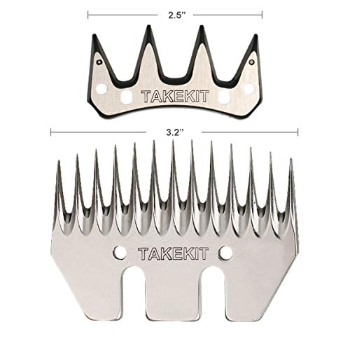 TAKEKIT Sheep Shears Wool Clippers Universal Replacement Blades, Shearing Comb and Cutter Blade Set, Stainless Steel Straight 13-Teeth