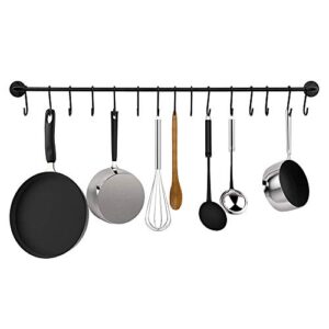 YourGift 10 Pack Heavy Duty S Hooks Black S Shaped Hooks Hanging Hangers Hooks for Kitchen, Bathroom, Bedroom and Office: Pan, Pot, Coat, Bag, Plants(10 Pack/Black/Small)