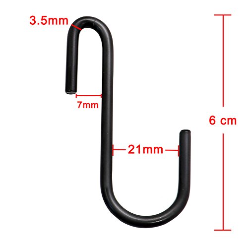 YourGift 10 Pack Heavy Duty S Hooks Black S Shaped Hooks Hanging Hangers Hooks for Kitchen, Bathroom, Bedroom and Office: Pan, Pot, Coat, Bag, Plants(10 Pack/Black/Small)