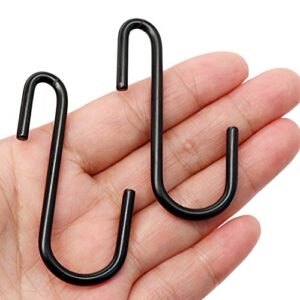 YourGift 10 Pack Heavy Duty S Hooks Black S Shaped Hooks Hanging Hangers Hooks for Kitchen, Bathroom, Bedroom and Office: Pan, Pot, Coat, Bag, Plants(10 Pack/Black/Small)