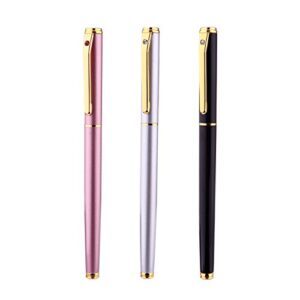 deli stainless steel fountain pen, medium nib, for school office supplies stationery elegant writing (s681)