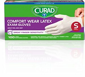 Curad Comfort Wear Latex, Vinyl Exam Gloves, Small (Pack of 300)